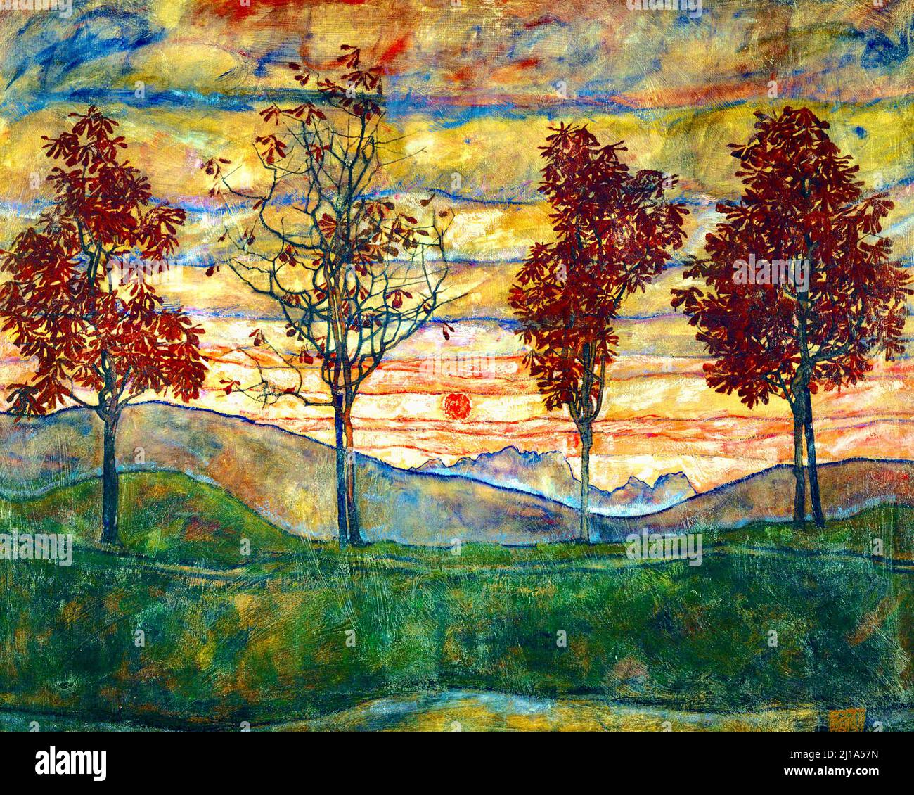 Egon Schiele - Four Trees - 1917 Stock Photo - Alamy