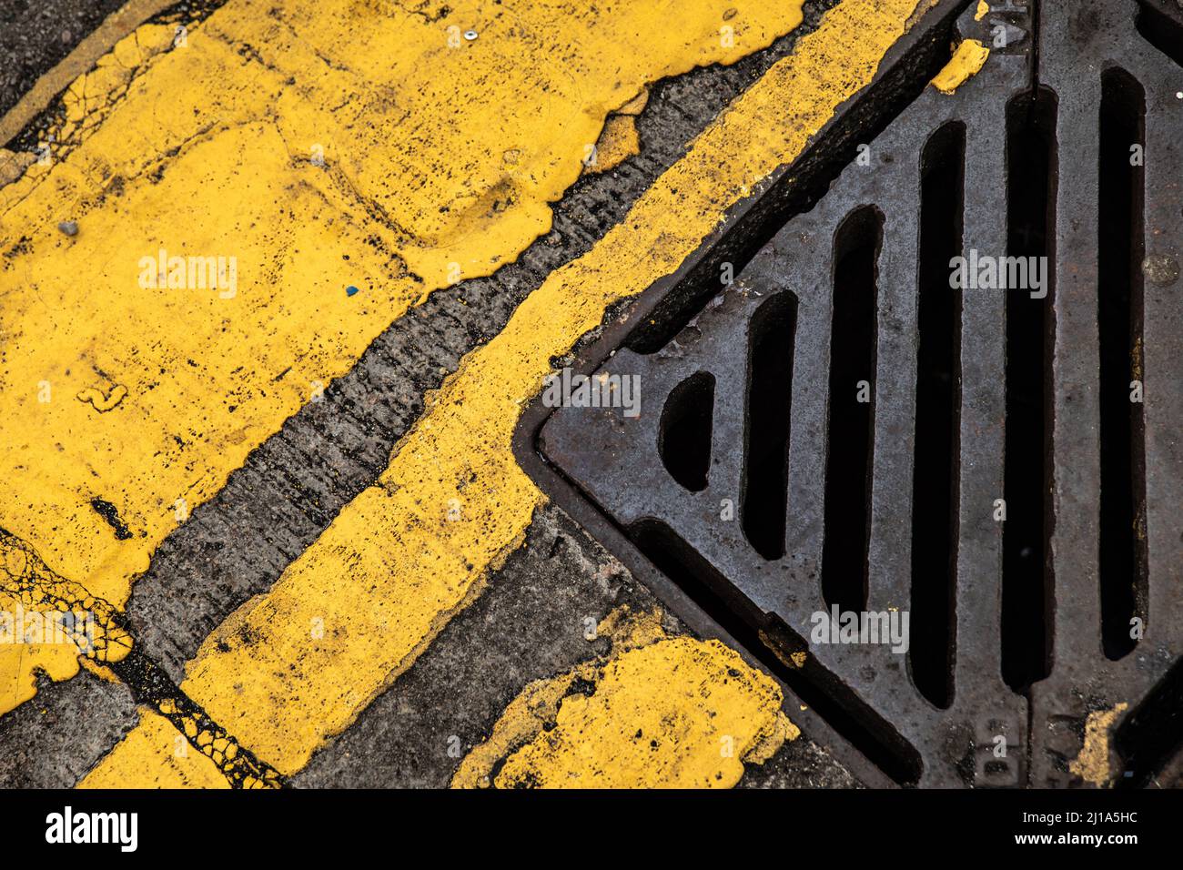 Yellow Grid Lines On Road