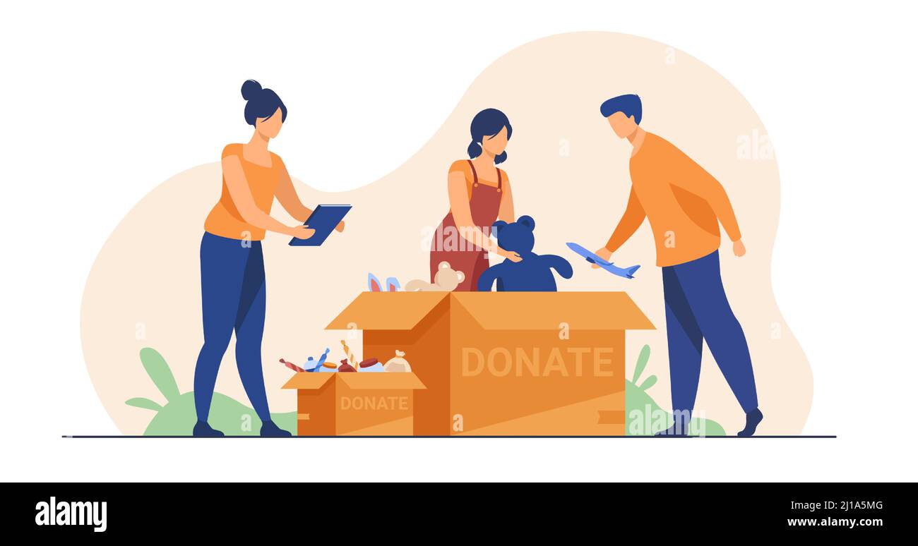 Volunteers packing Stock Vector Images - Alamy