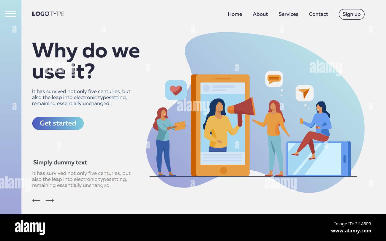 Blogger promoting product or service in social media vector ...