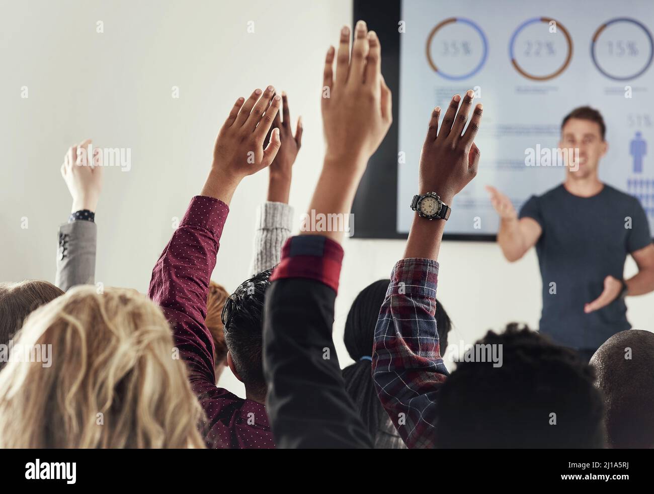 Class raising hands, ethnic hi-res stock photography and images - Alamy