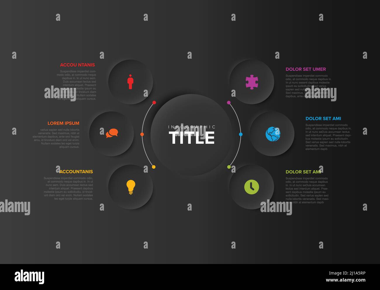Vector multipurpose Infographic template with title and six elements ...