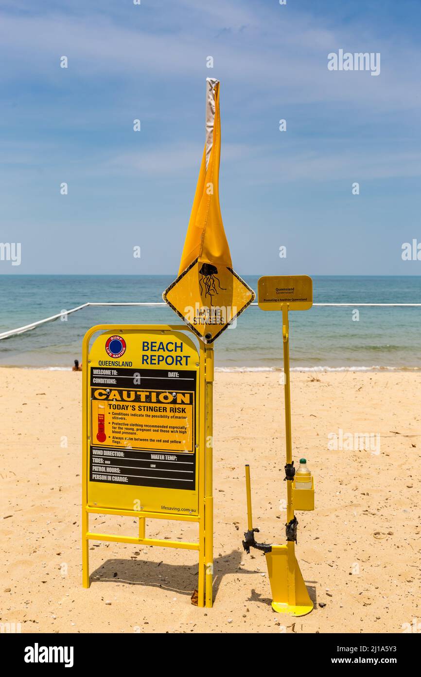Warning Sign about Jellyfish and Beach Report in Queensland, Australia ...