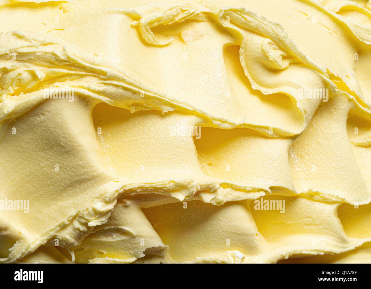 Frozen Pineapple flavour gelato - full frame detail. Close up of a ...