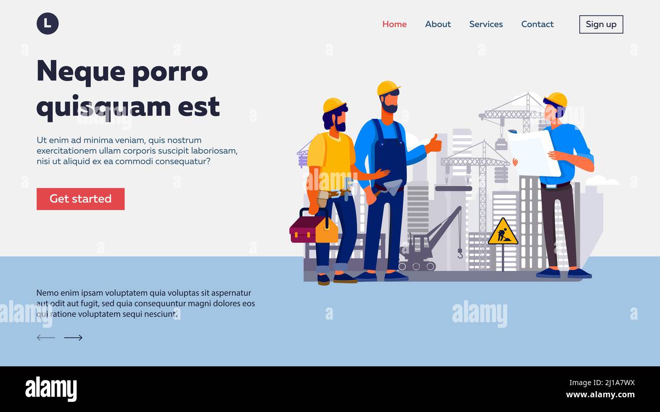 Engineers team discussing issues at construction site flat vector ...