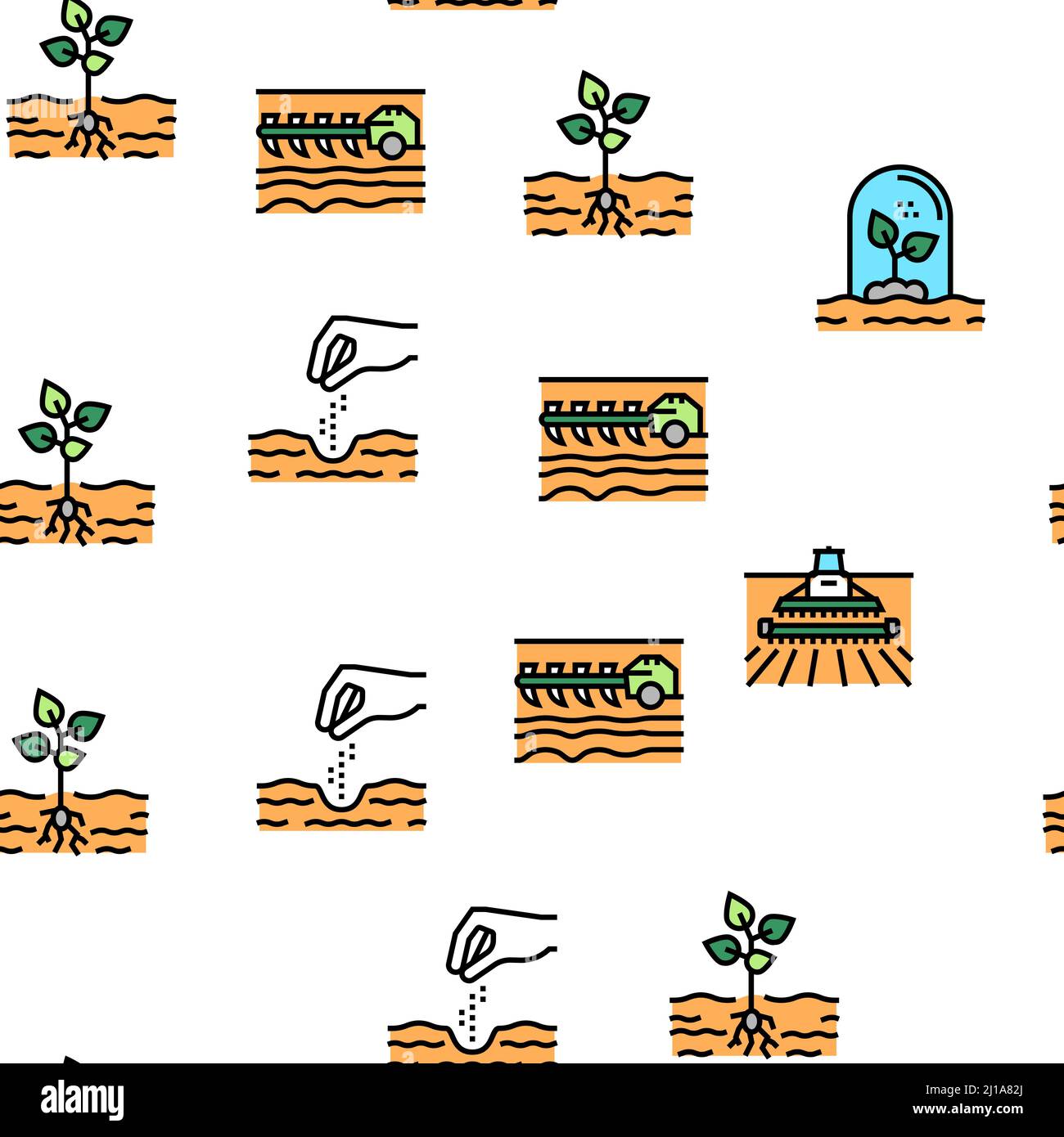 Sowing Agricultural Vector Seamless Pattern Stock Vector Image & Art ...