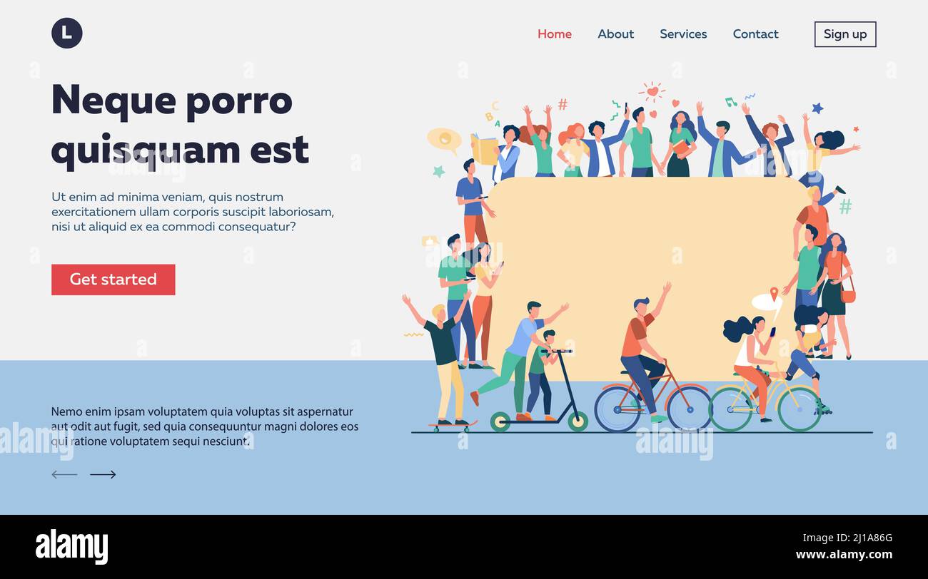 Different multicultural people in crowd flat vector illustration ...