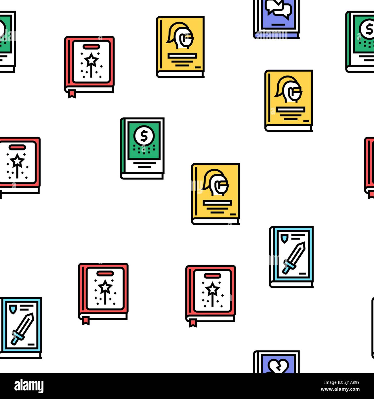 Literary Genres Books Vector Seamless Pattern Stock Vector Image & Art ...