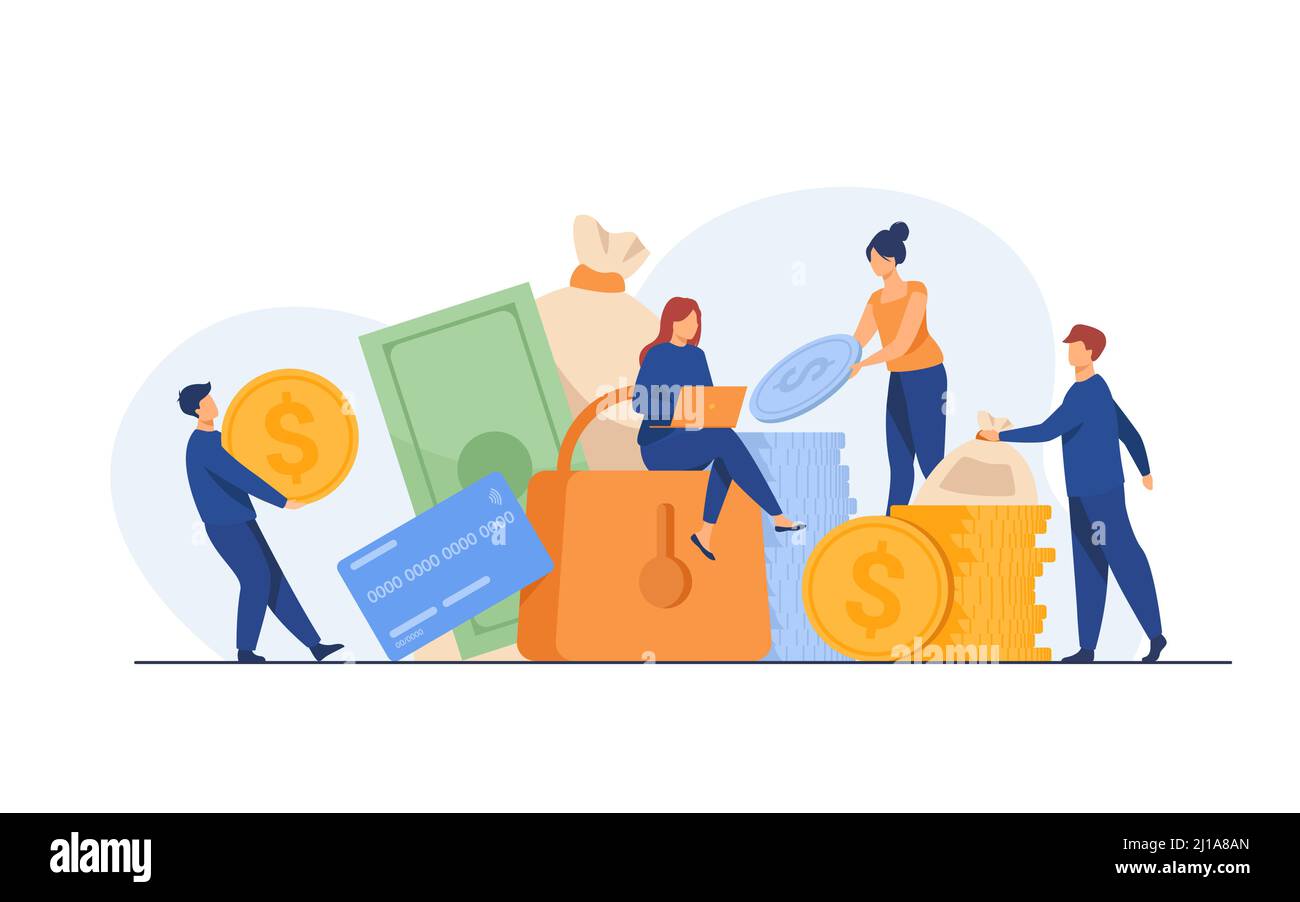 People protecting their cash. Men and women taking out financial ...