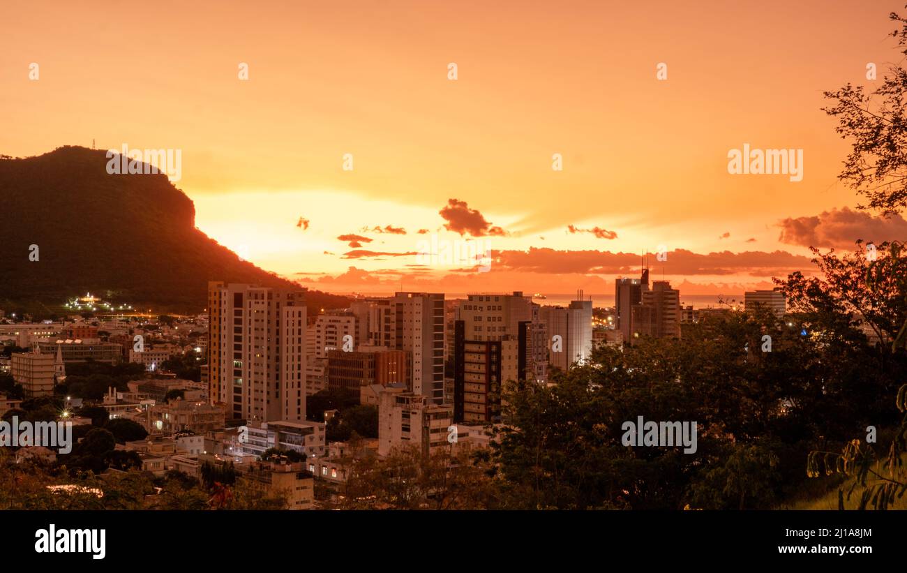 Mauritius Port-Louis RedSky Stock Photo - Alamy