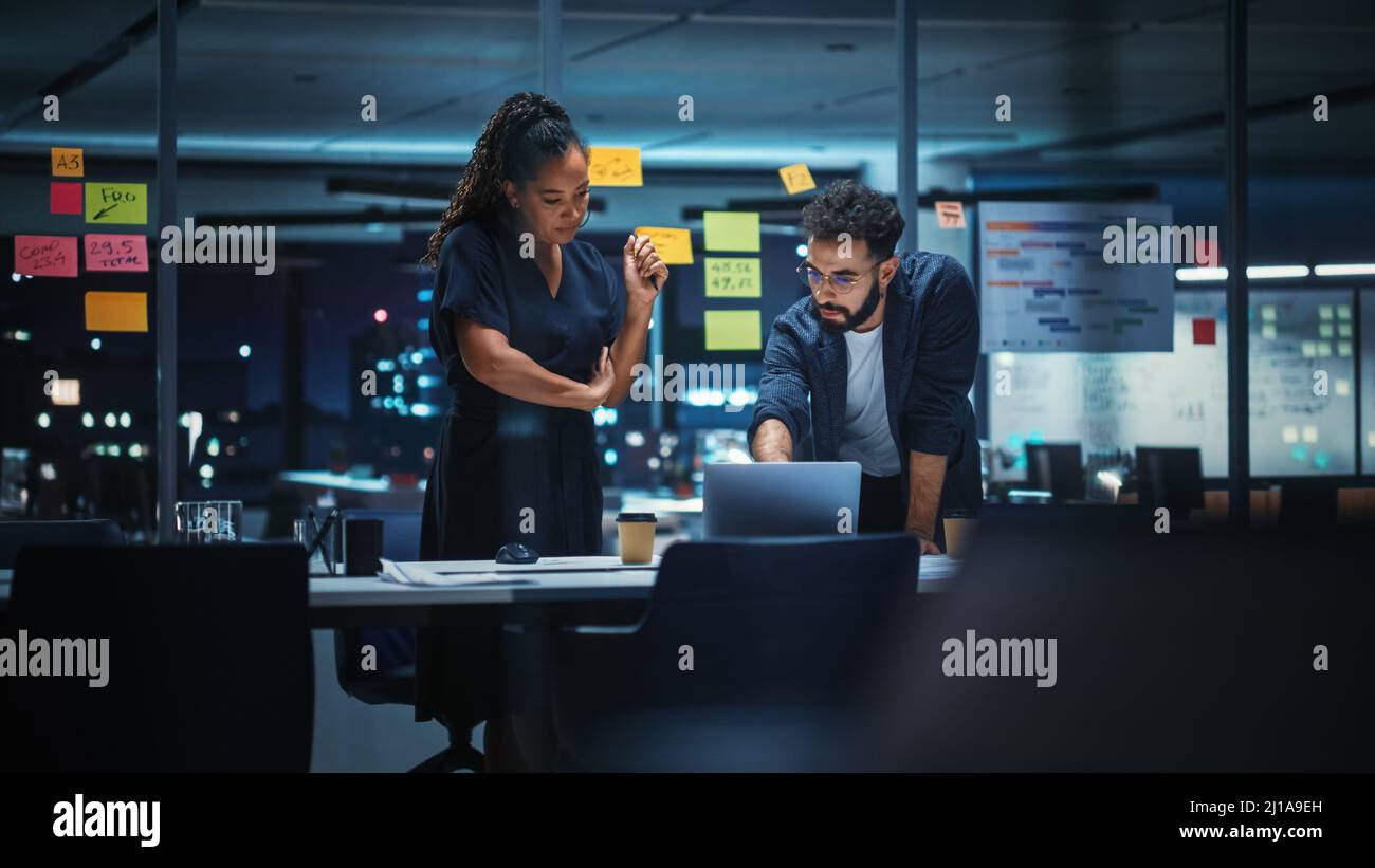 Businesspeople in Modern Office: Business Meeting of Two Managers ...
