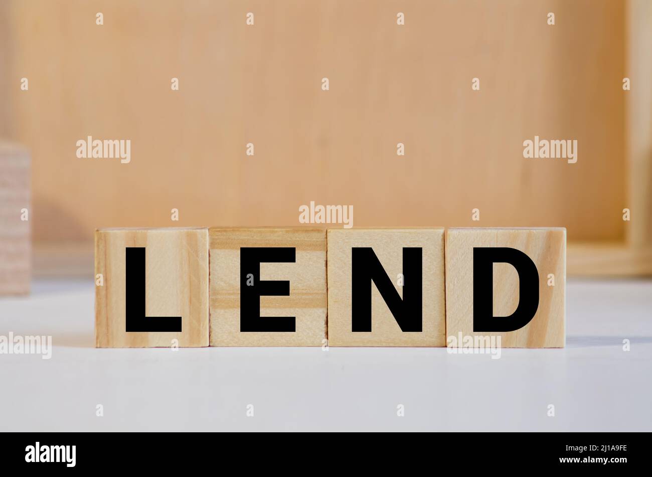 Wooden Blocks with the text: LEND, business concept Stock Photo - Alamy