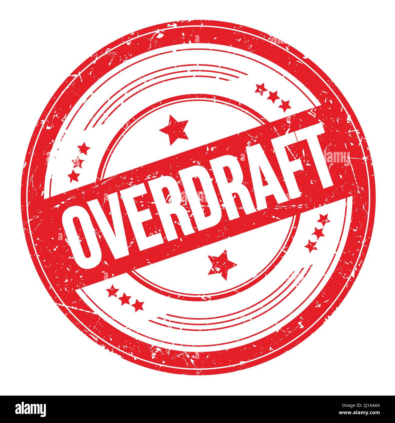 OVERDRAFT text on red round grungy texture stamp Stock Photo - Alamy