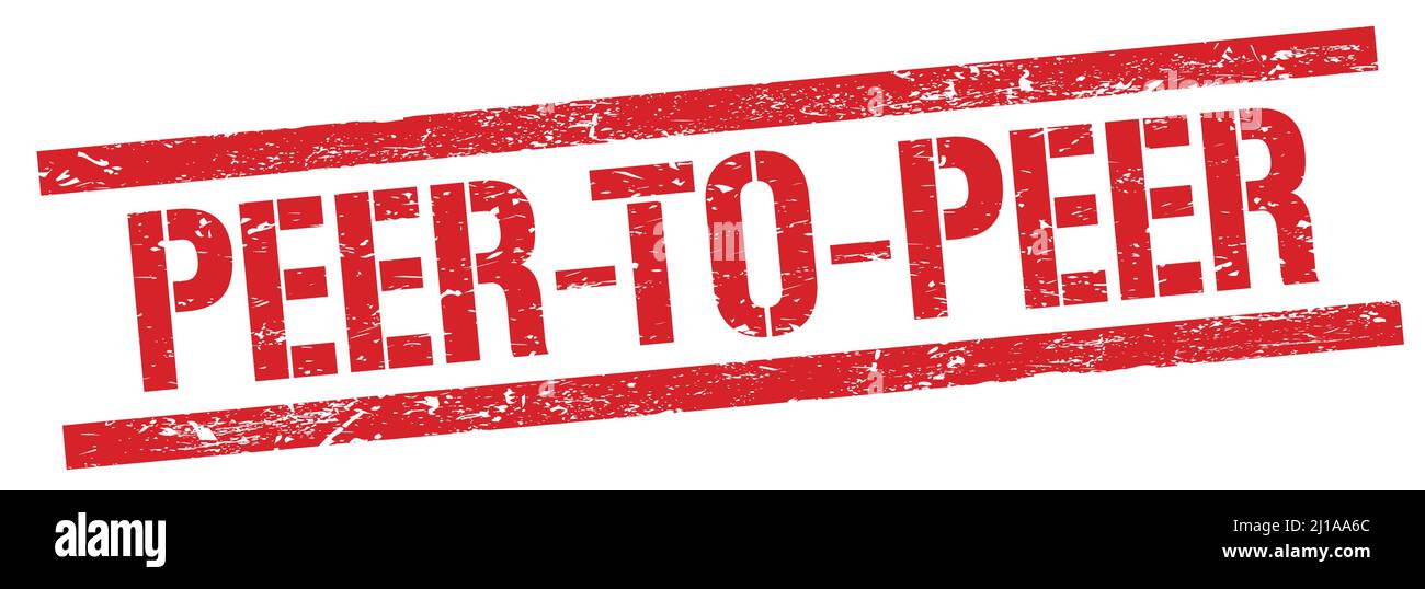 PEER-TO-PEER text on red grungy rectangle stamp sign Stock Photo - Alamy