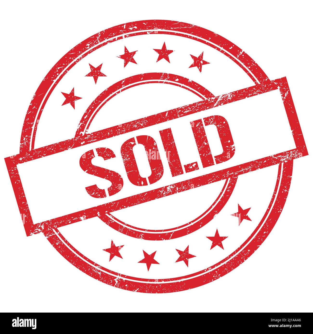 SOLD text written on red round vintage rubber stamp Stock Photo - Alamy