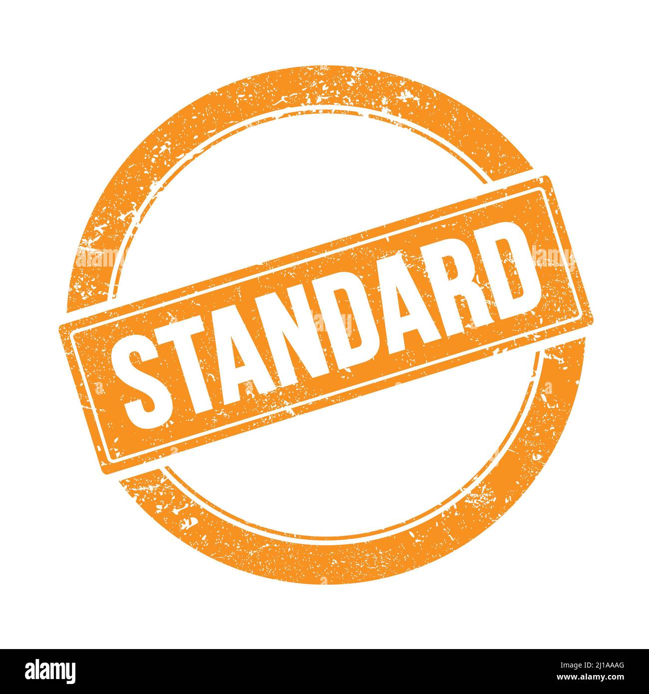 STANDARD text on orange grungy round vintage stamp Stock Photo - Alamy