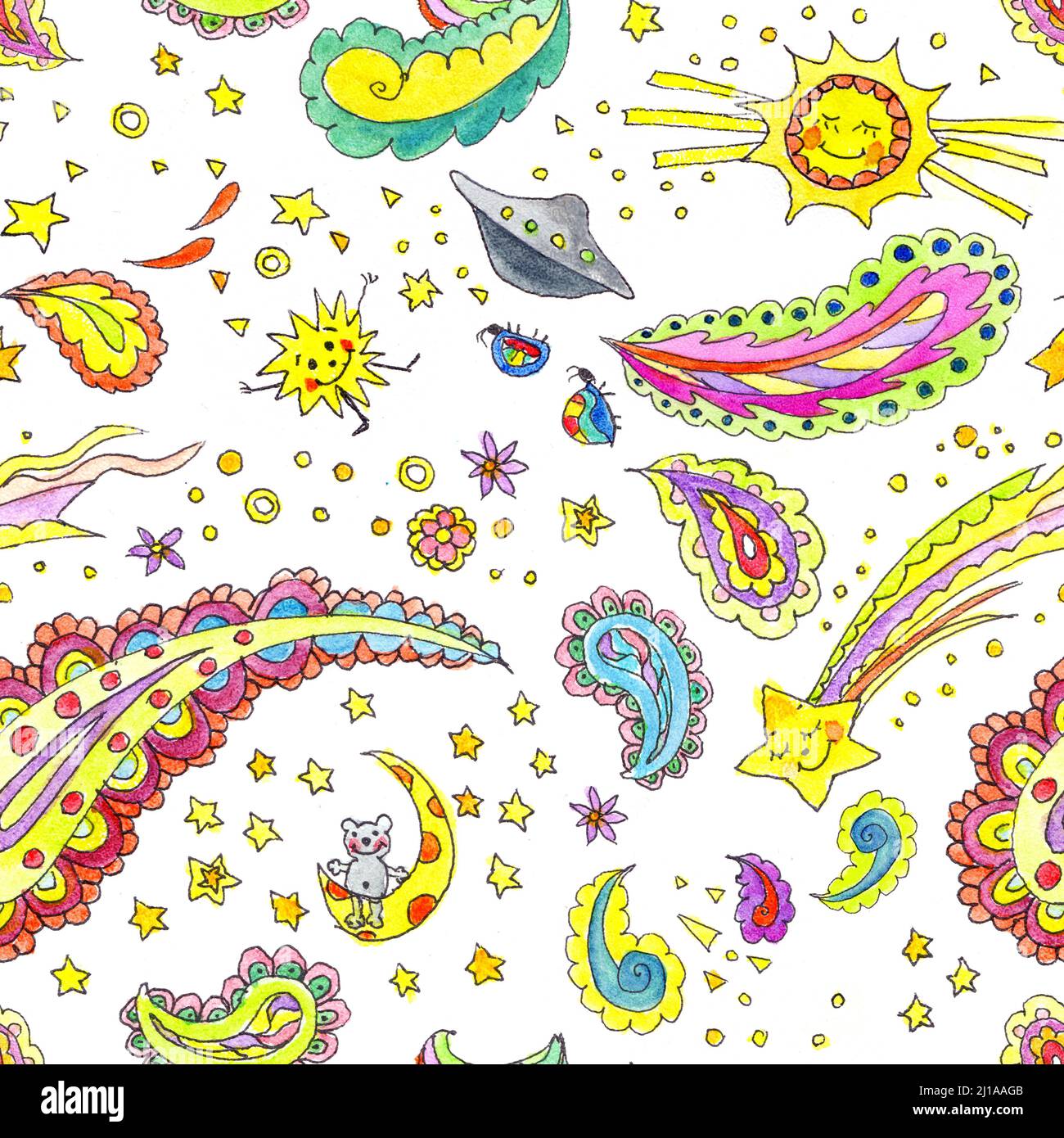 Cute funny texture with paisley for baby wallpaper Stock Photo - Alamy