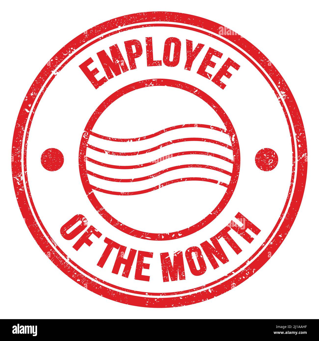 EMPLOYEE OF THE MONTH text written on red round postal stamp sign Stock ...