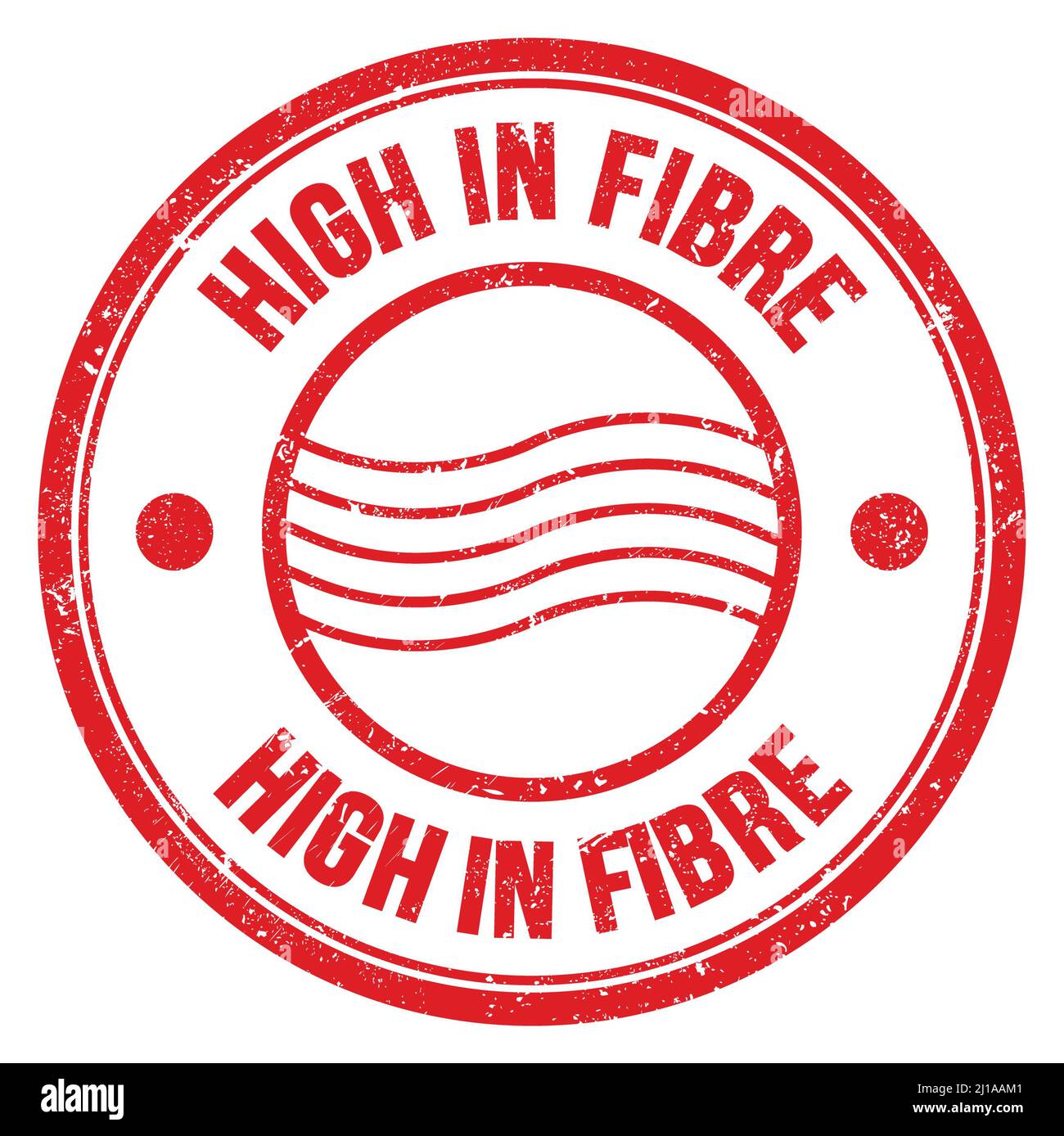 HIGH IN FIBRE word written on red round postal stamp sign Stock Photo ...