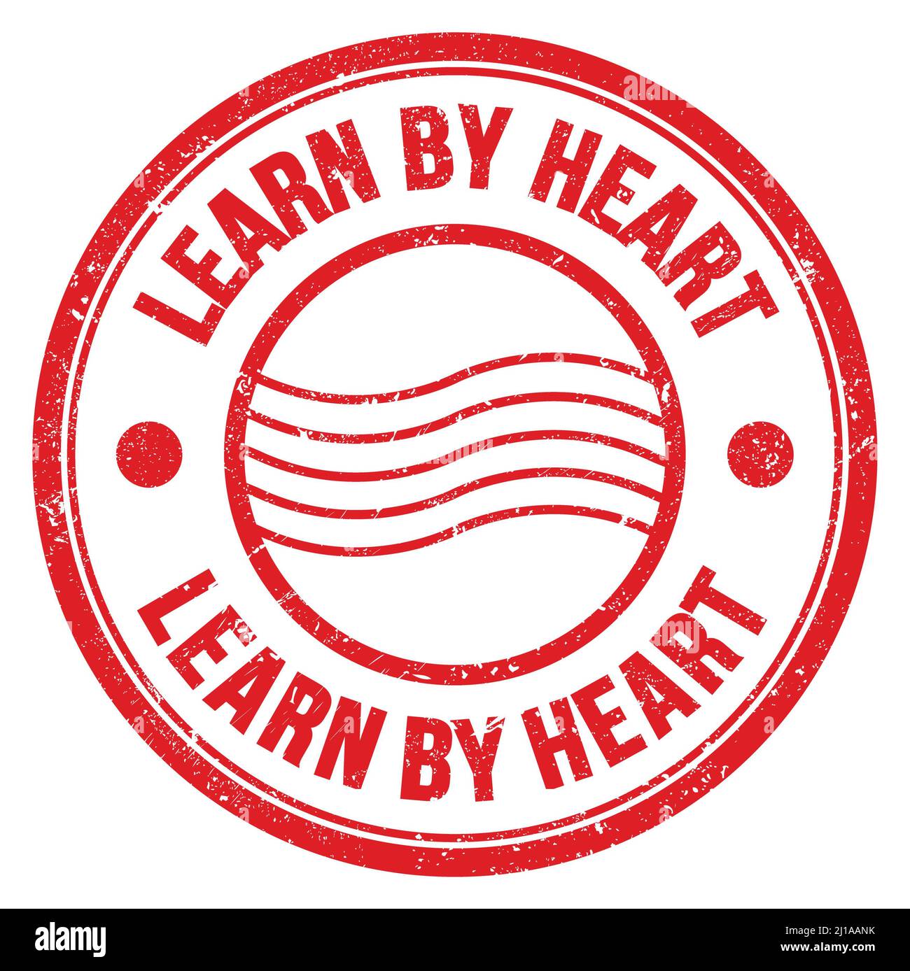 LEARN BY HEART word written on red round postal stamp sign Stock Photo ...