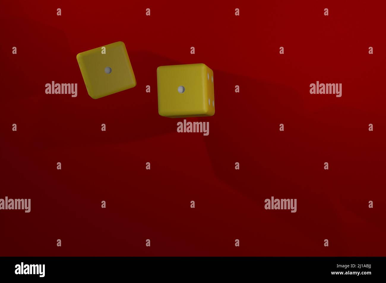 3d rendering two yellow dice on red background, 3d illustration Stock ...