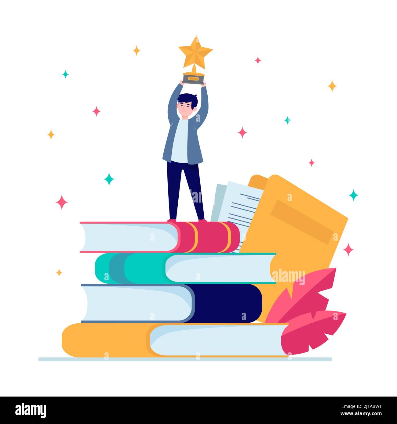 Cartoon illustration huge stack paper hi-res stock photography and ...