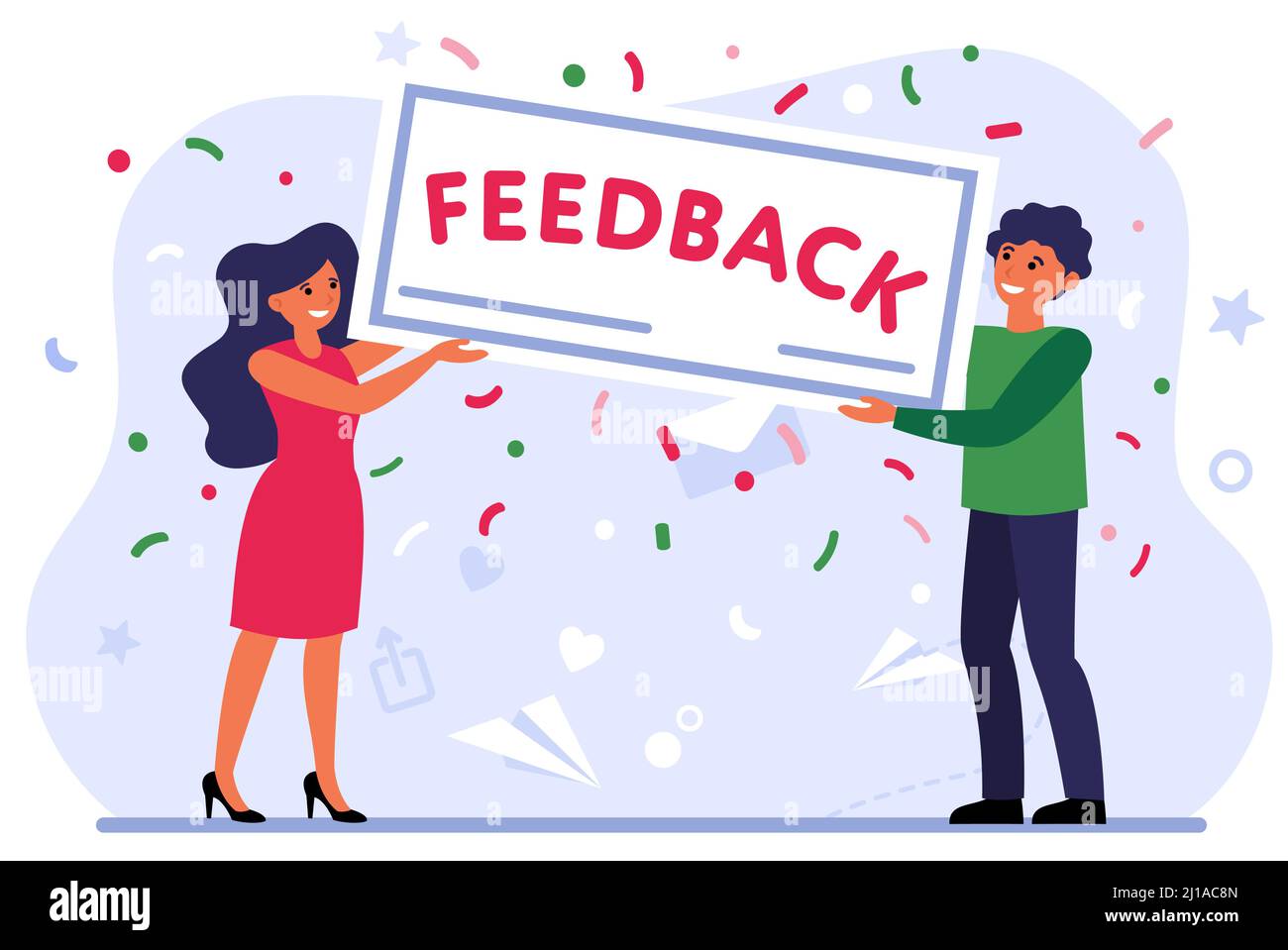 Positive customer evaluation. Happy people holding placard with ...