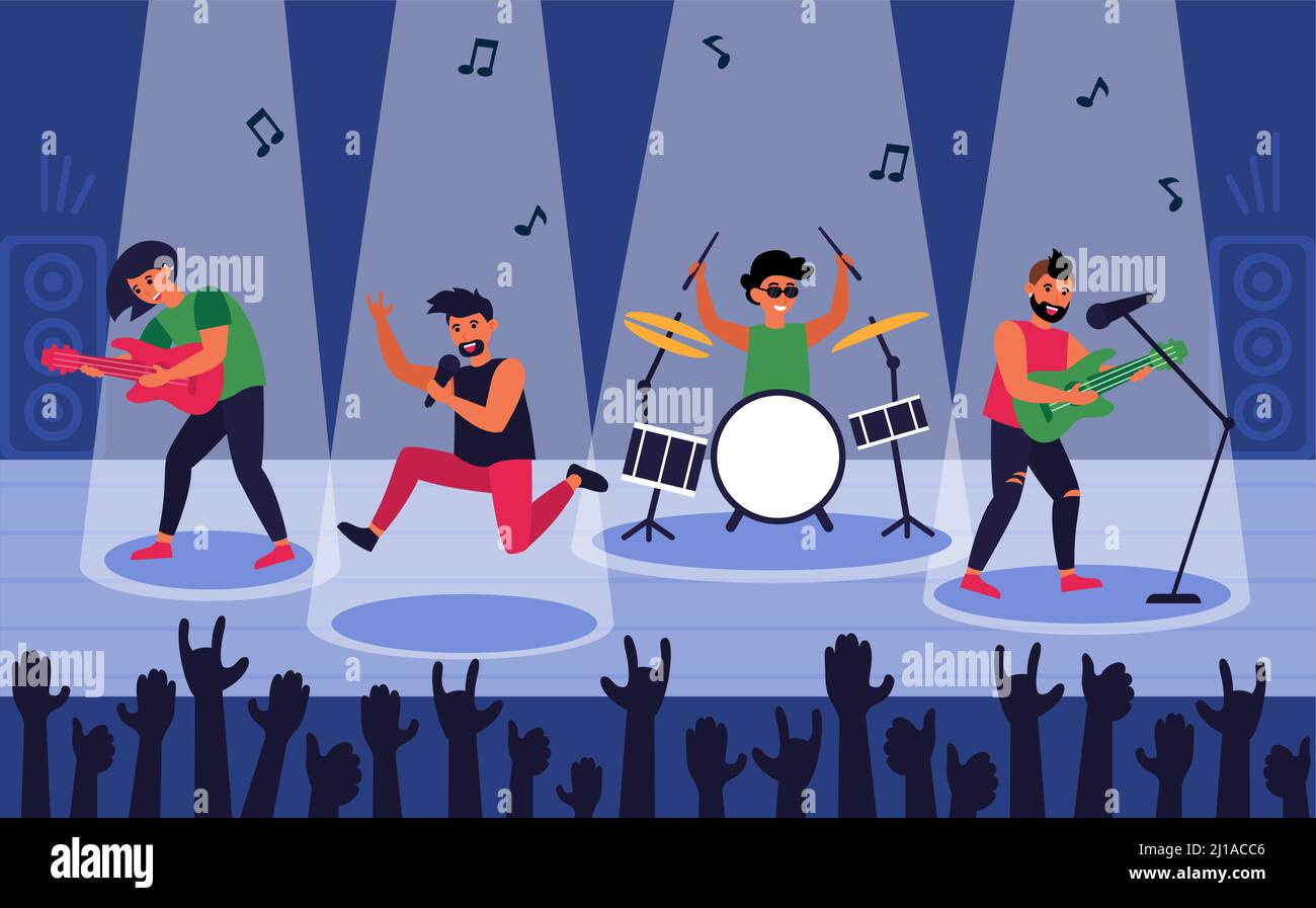 Band playing music audience Stock Vector Images - Alamy