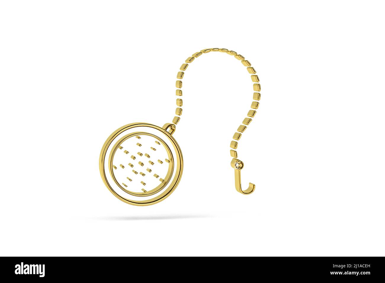 Golden 3d tea infuser icon isolated on white background - 3d render ...