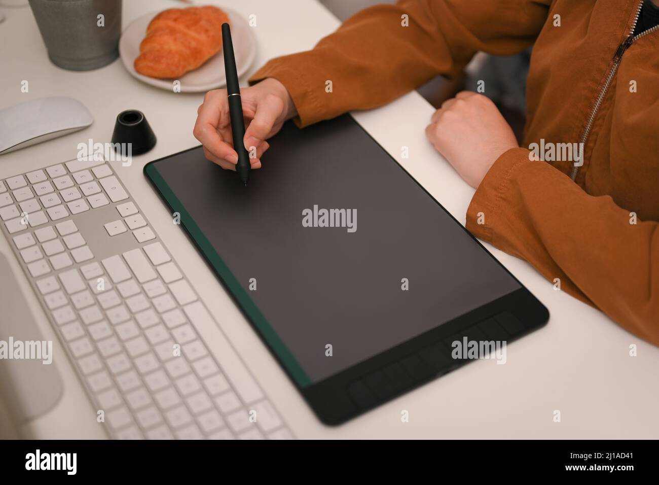 Close-up image, Female graphic designer or photo editor using graphic ...