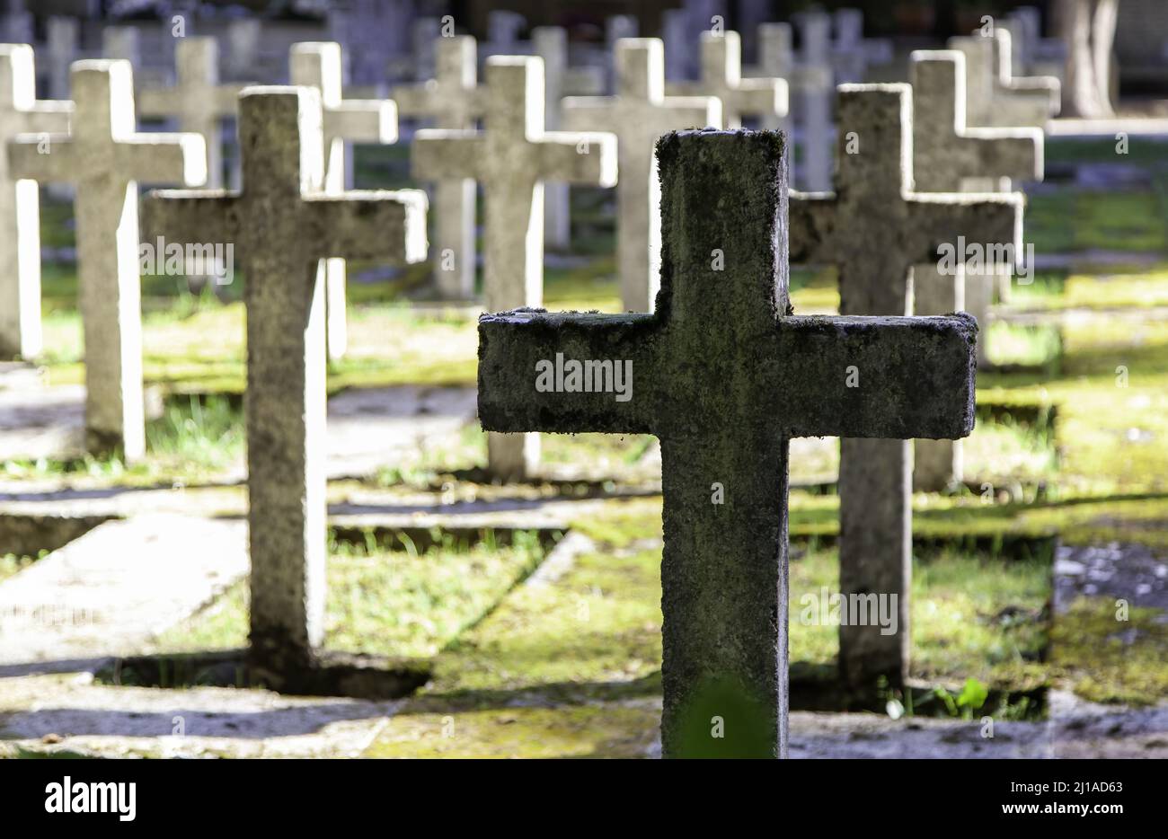 Graves with crosses in the cemetery, symbol and death Stock Photo - Alamy