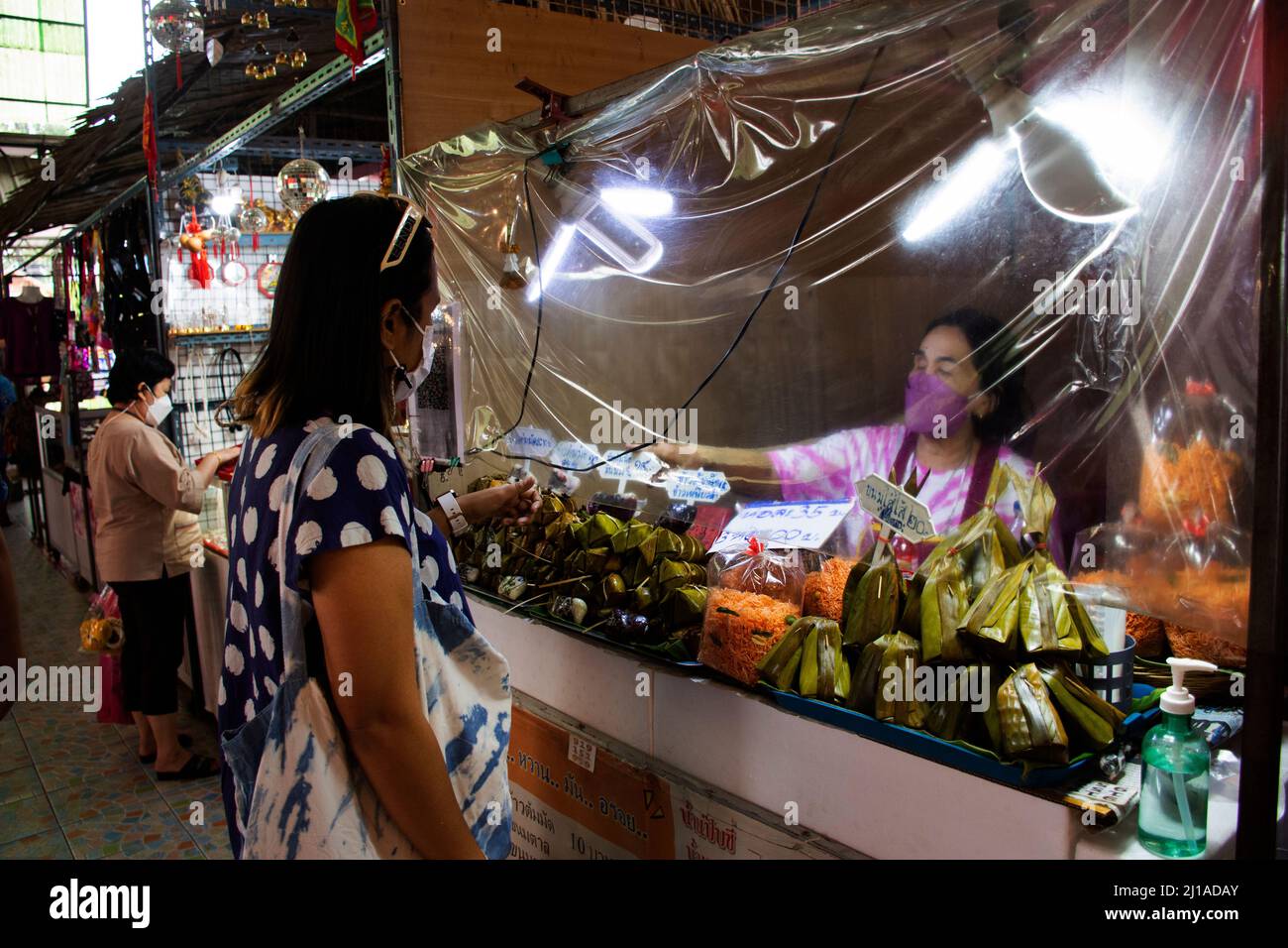 Thai people and foreign travelers walking travel visit shopping food ...
