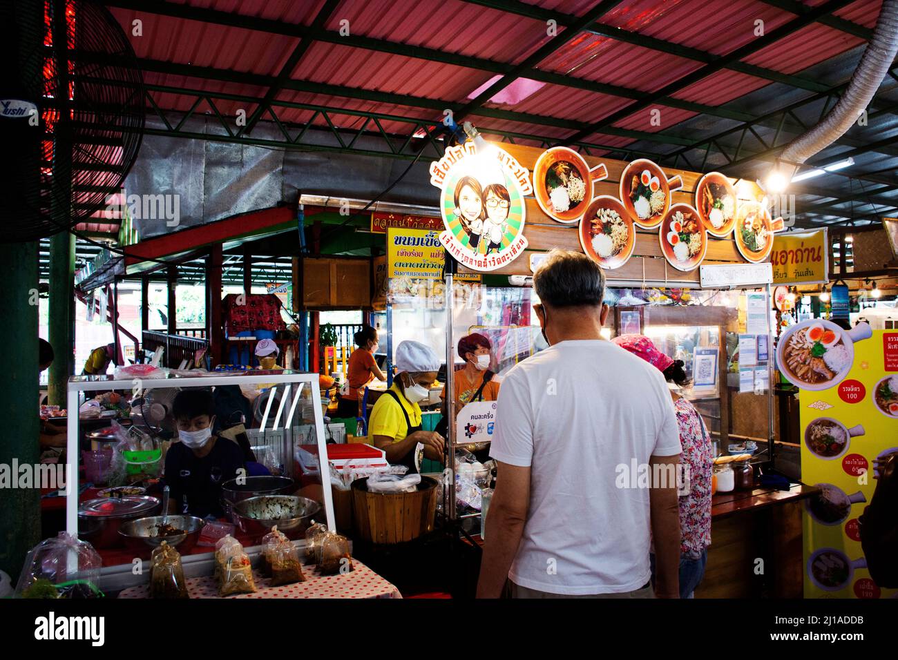 Thai people and foreign travelers walking travel visit shopping food ...