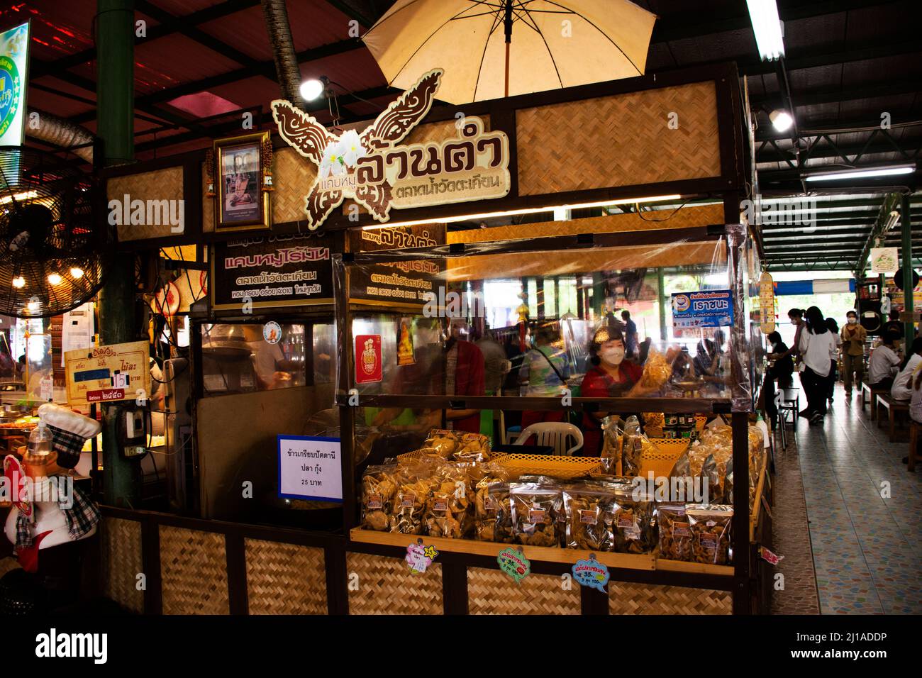 Thai people and foreign travelers walking travel visit shopping food ...