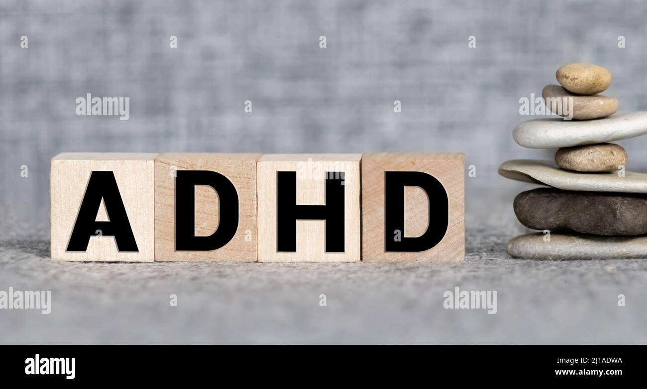 ADHD abbreviation on wooden blocks. ADHD is Attention deficit ...