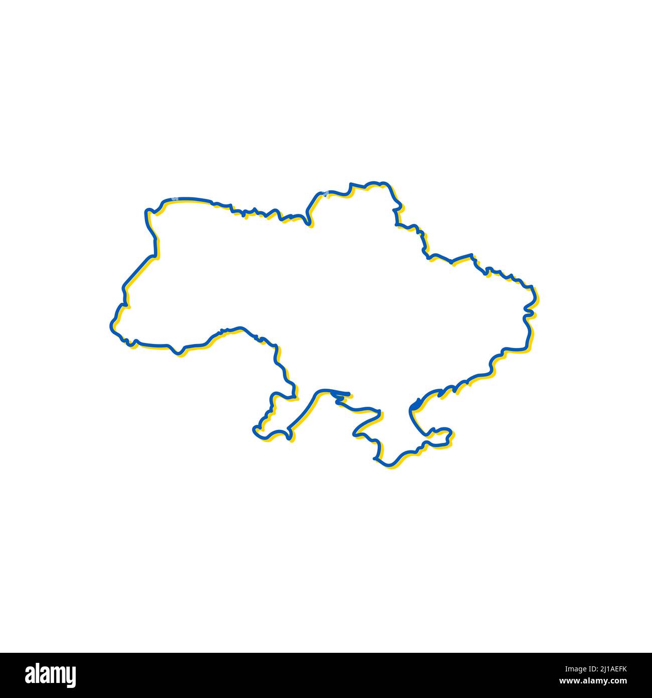 Blue and yellow outline Ukrainian map in national colors. Minimalistic ...