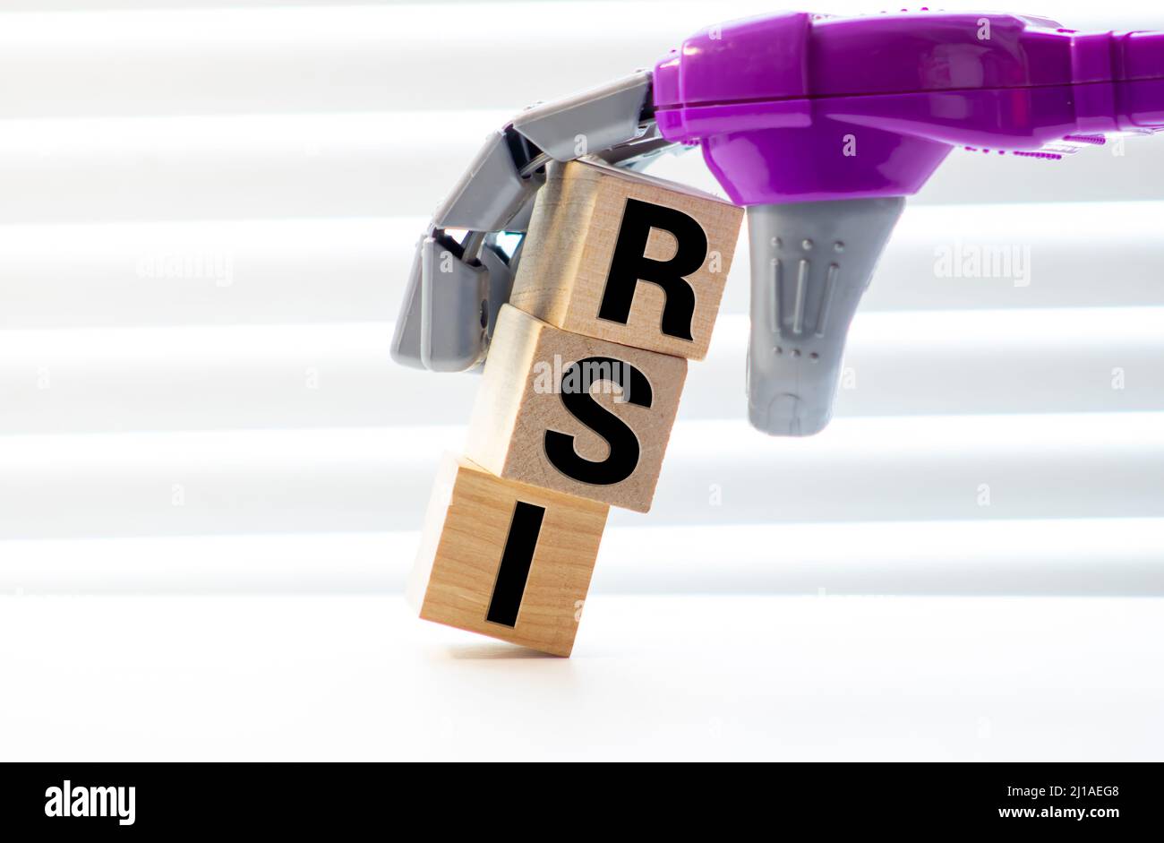RSI - Relative Strength Index acronym concept on cubes and diagrams on ...