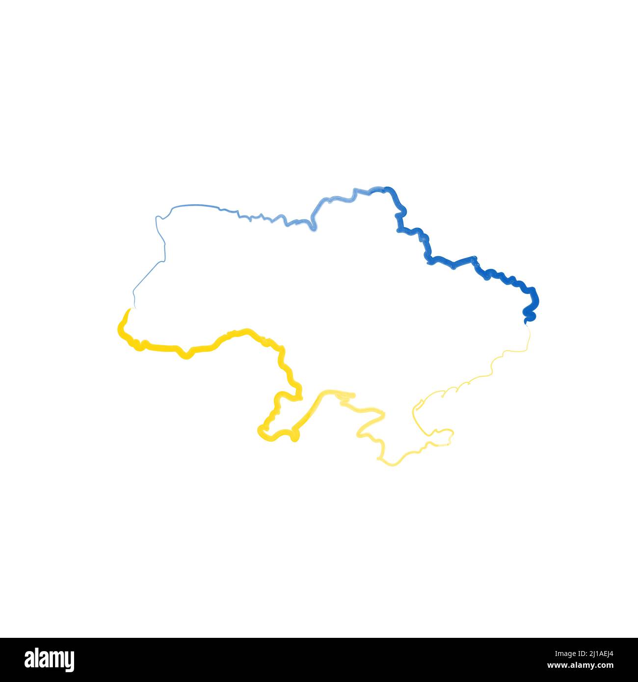 Blue and yellow outline Ukrainian map in national colors. Minimalistic ...