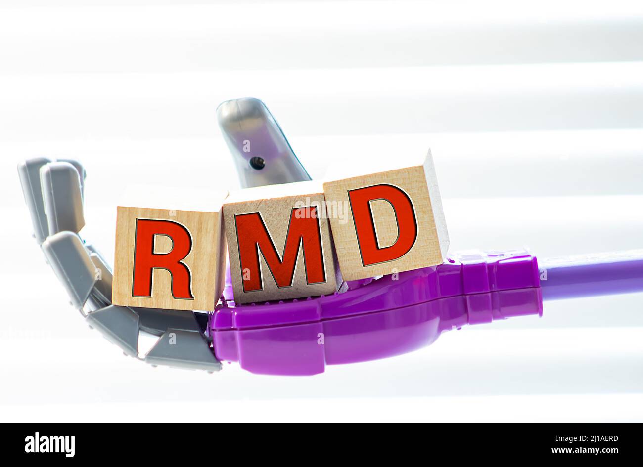 wooden block with words RMD required minimum distributions Stock Photo ...