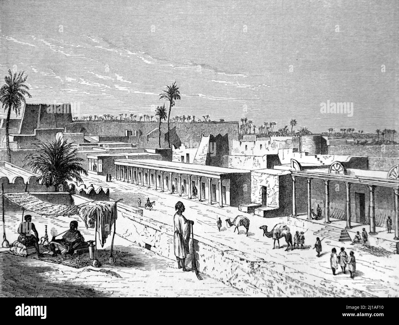 Early View or Historic View of Murzuk, aka Murzuq, Murzug, Merzug or ...