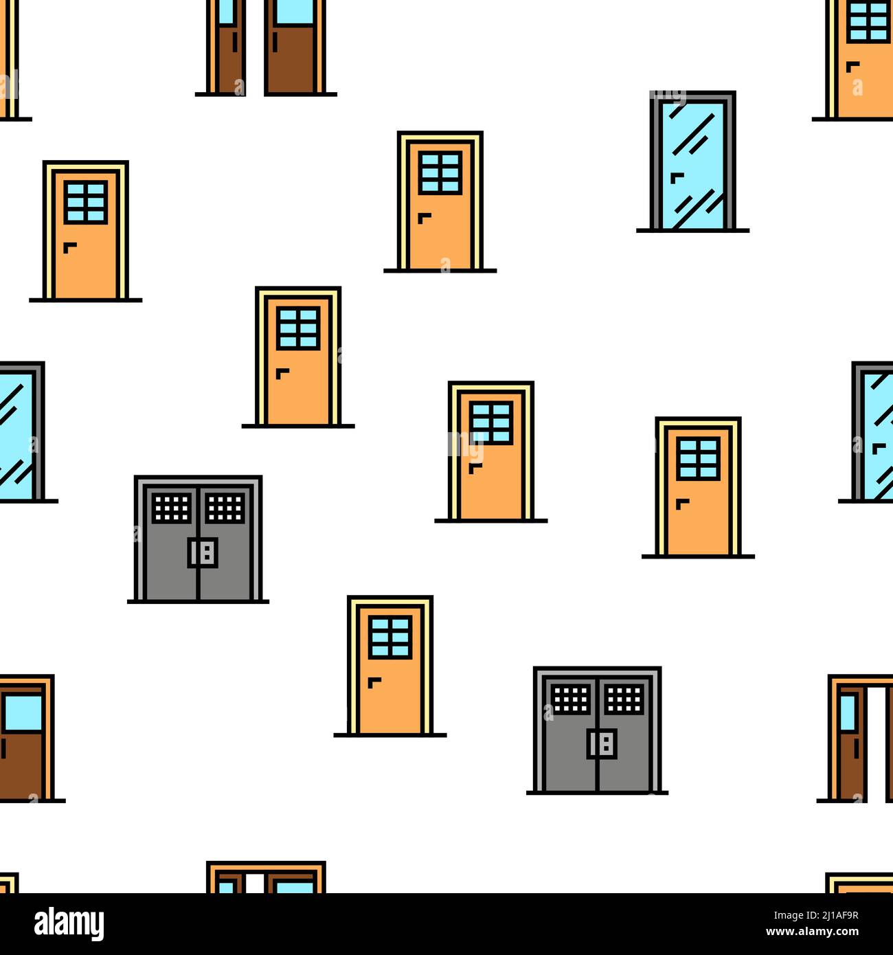 Interior Doors Types Vector Seamless Pattern Stock Vector Image & Art ...