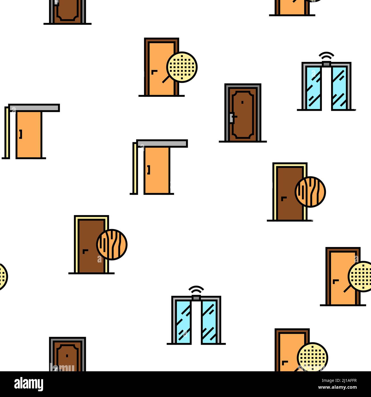 Interior Doors Types Vector Seamless Pattern Stock Vector Image & Art ...