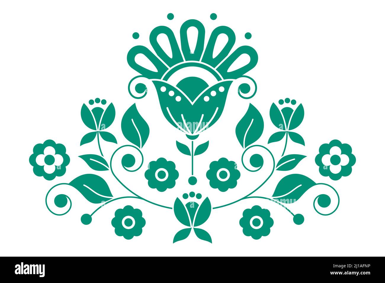 Scandinavian green spring folk art vector design inspired by ...