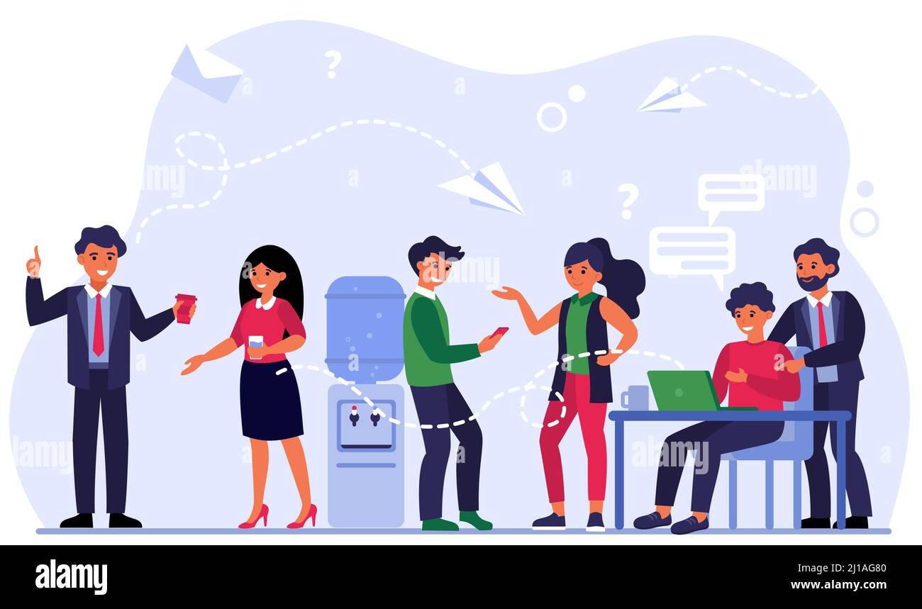 Contact methods between colleagues. Business people talking, chatting ...