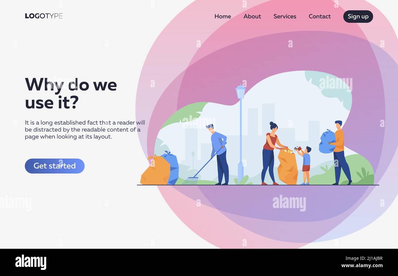 Volunteers community cleaning garbage flat vector illustration. People ...