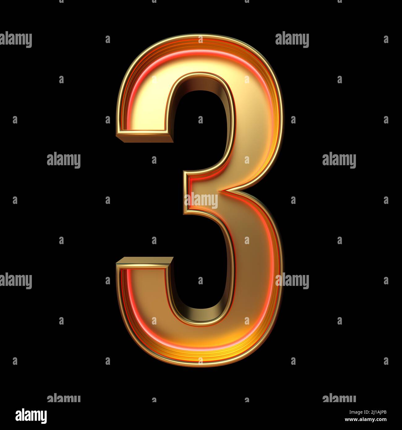 Number 3, Alphabet. Retro 3d number isolated on a black background with ...