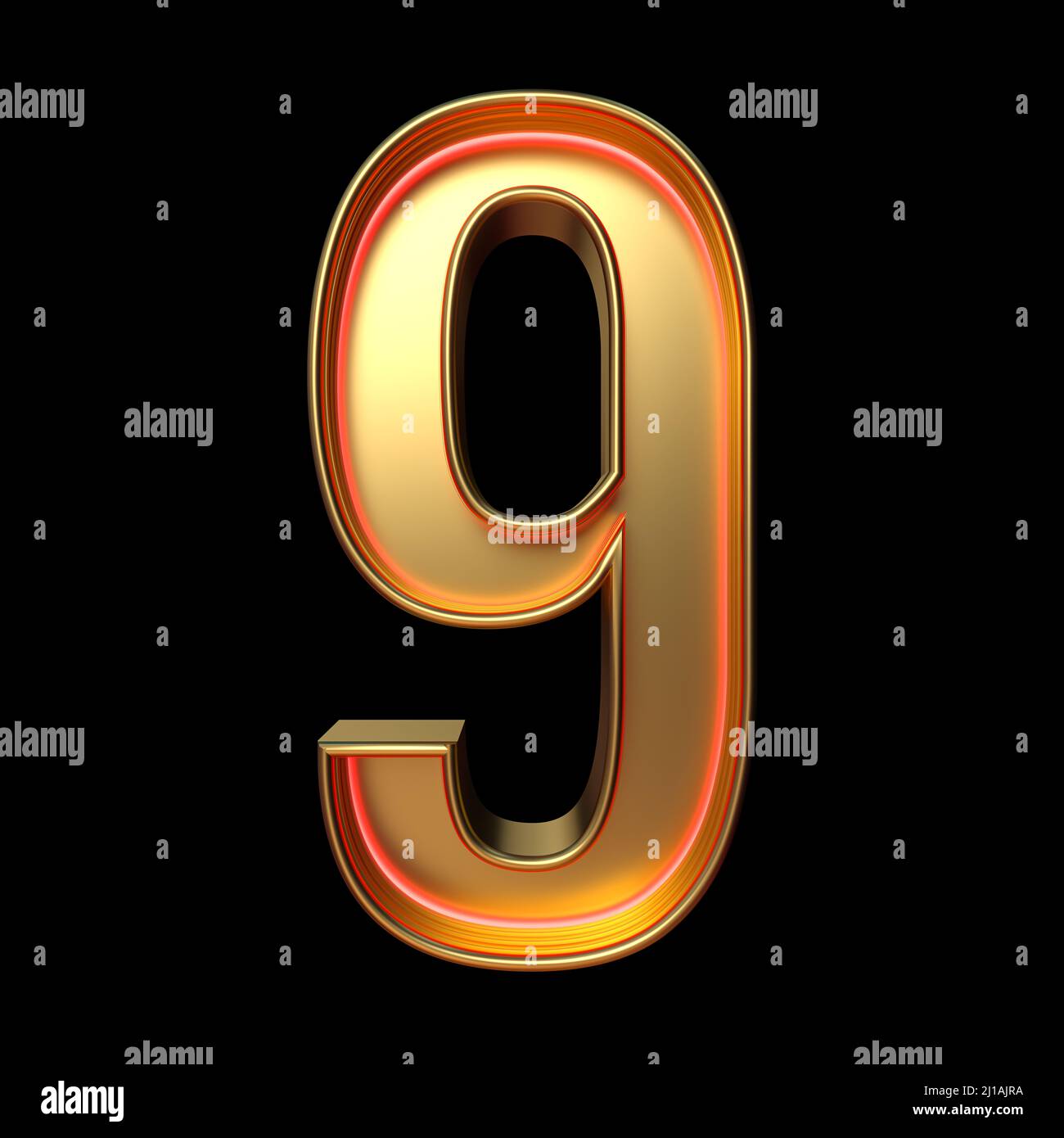 Number 9, Alphabet. Retro 3d number isolated on a black background with ...