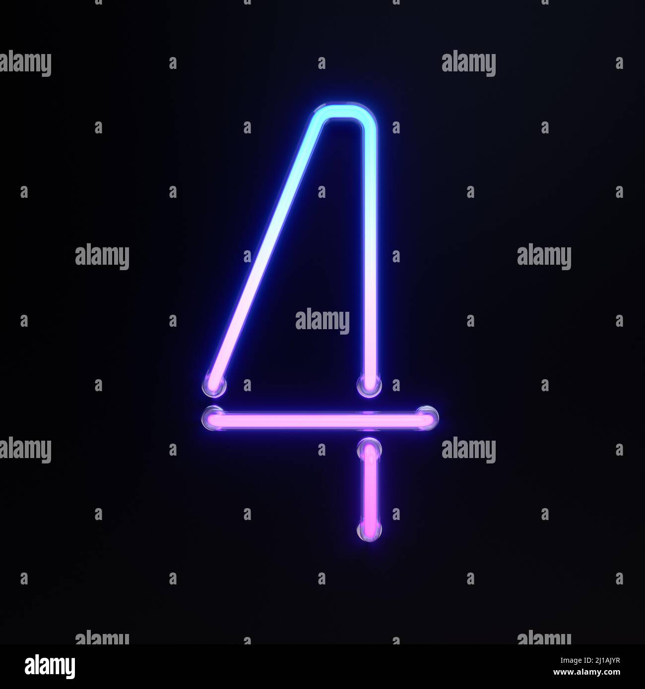Number 4, Alphabet. Neon retro 3d number isolated on a black background ...