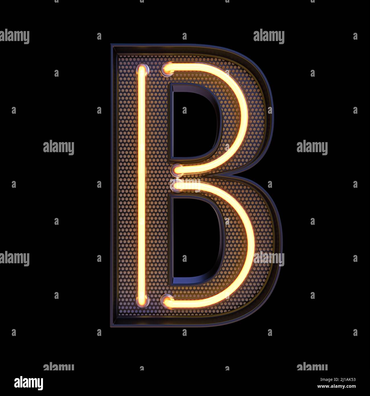 Neon retro Light Alphabet letter B isolated on a black background with ...