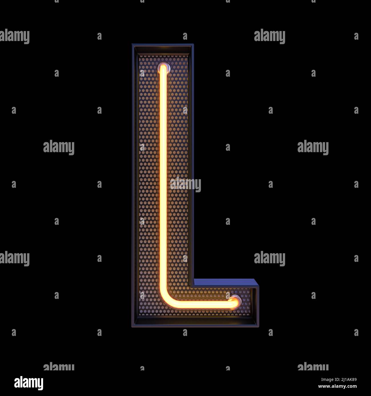 Neon retro Light Alphabet letter L isolated on a black background with ...